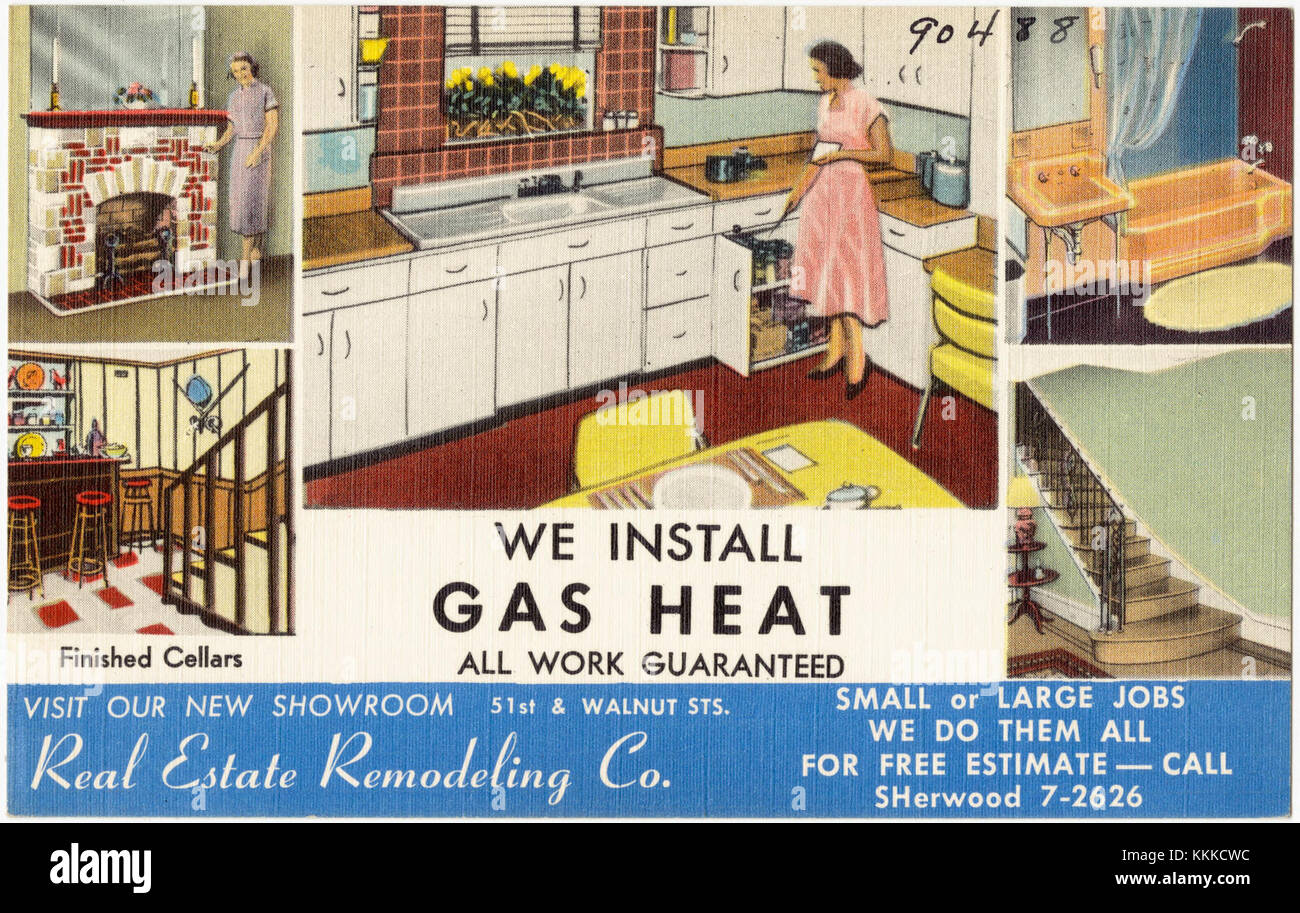 This advertisement promotes a gas heating installation service with a ...