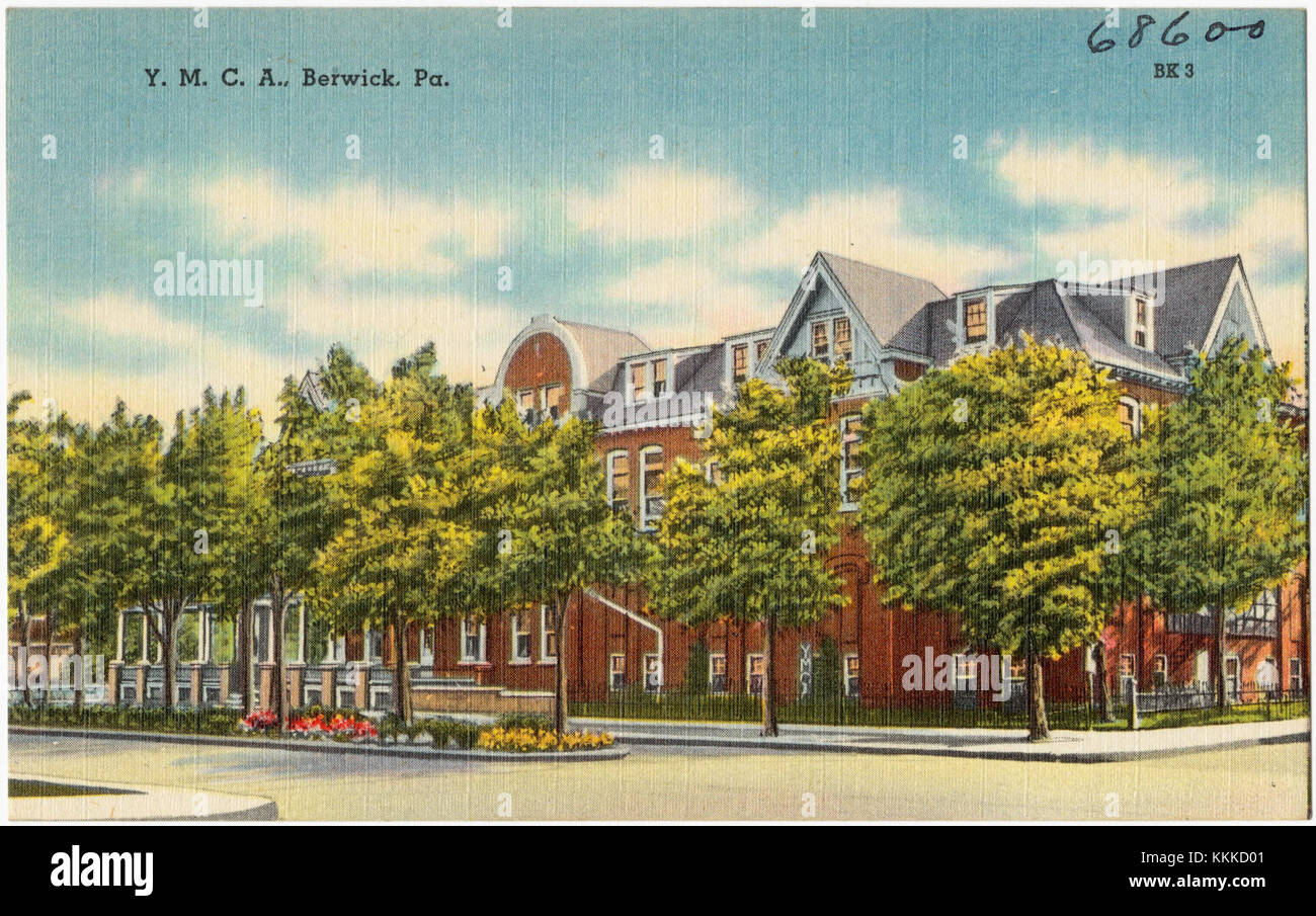 This postcard showcases the YMCA building in Berwick, Pennsylvania. The ...