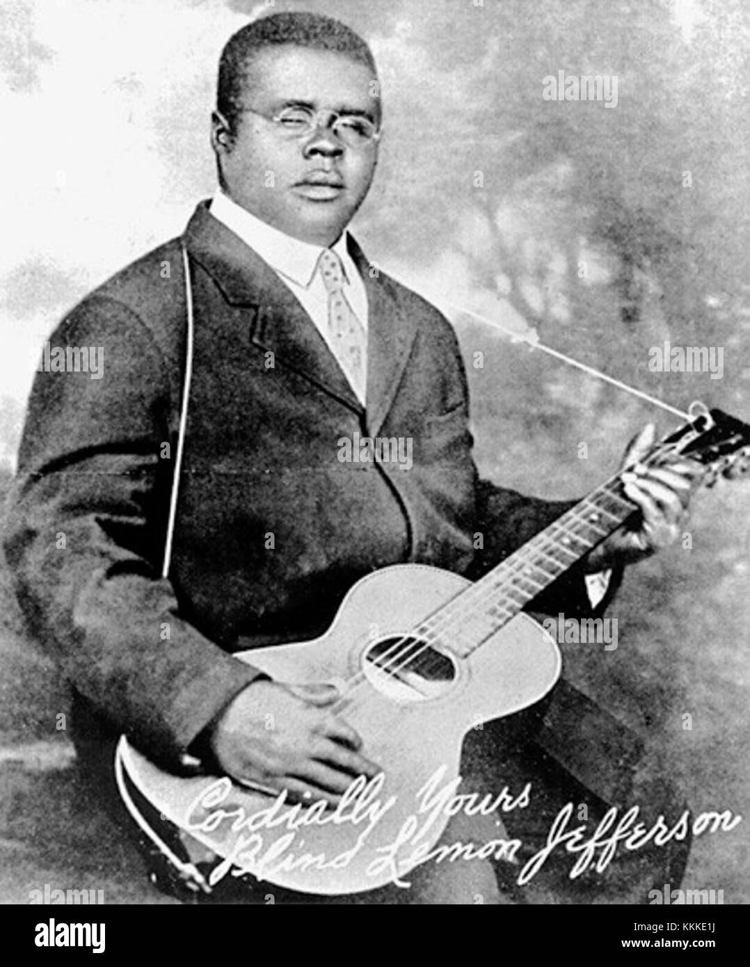A reference to a photograph or artwork featuring Blind Lemon Jefferson ...