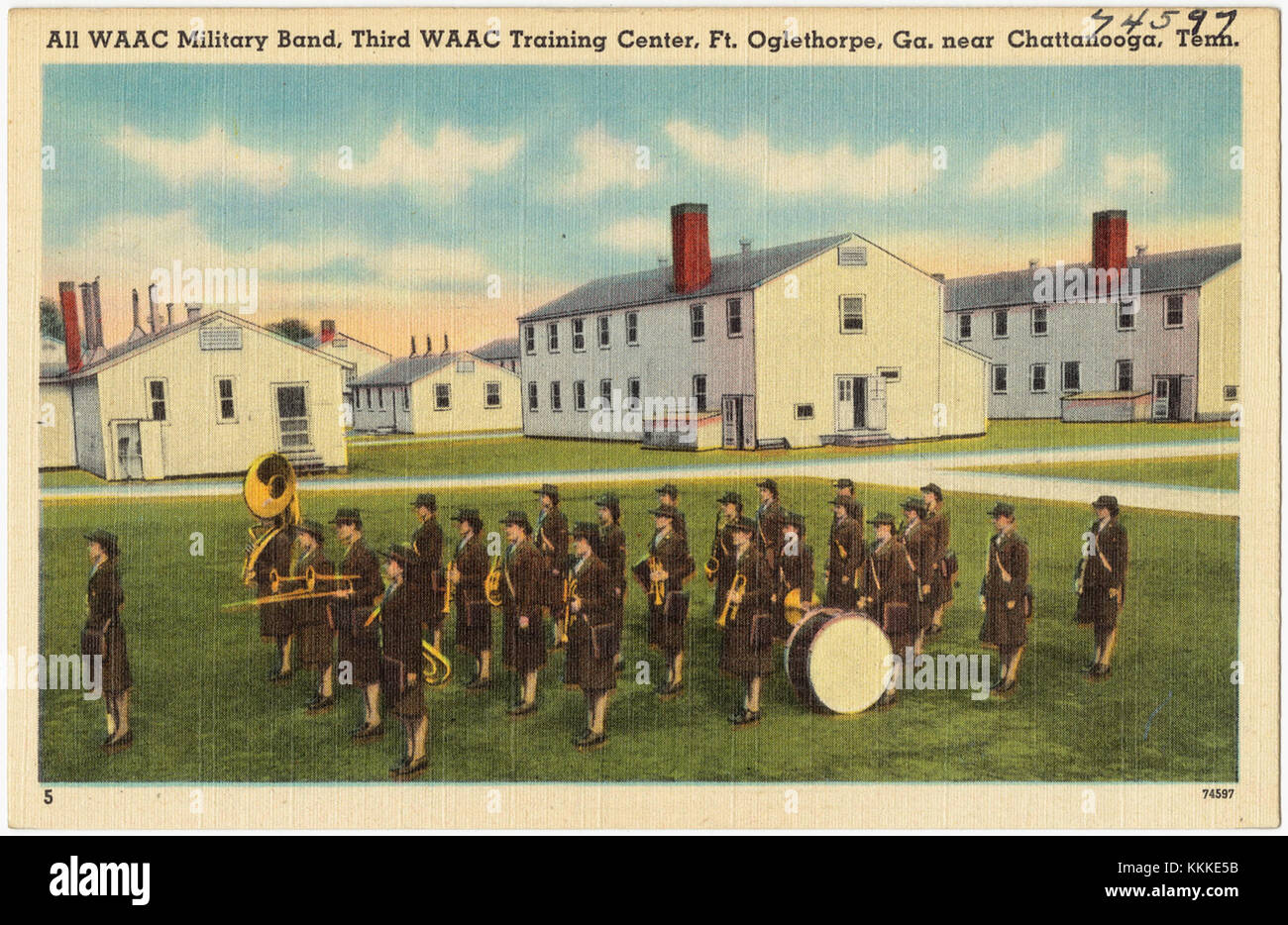 This photo shows the All WAAC Military Band at the Third WAAC Training ...