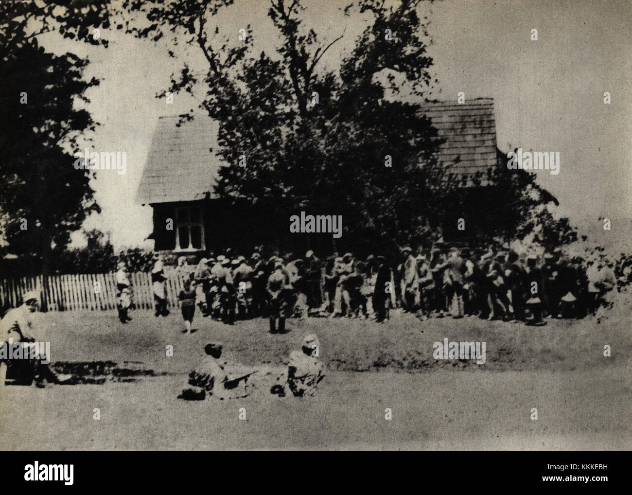 A historical photograph depicting the expulsion of Polish civilians by ...