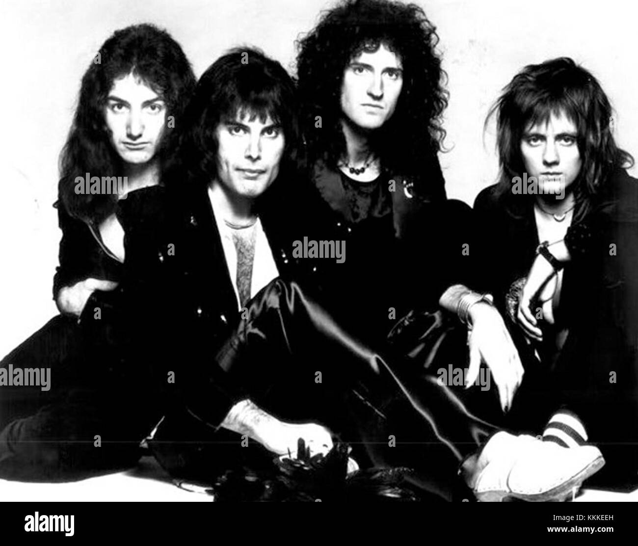 This iconic image captures the rock band Queen during their 1976 tour ...