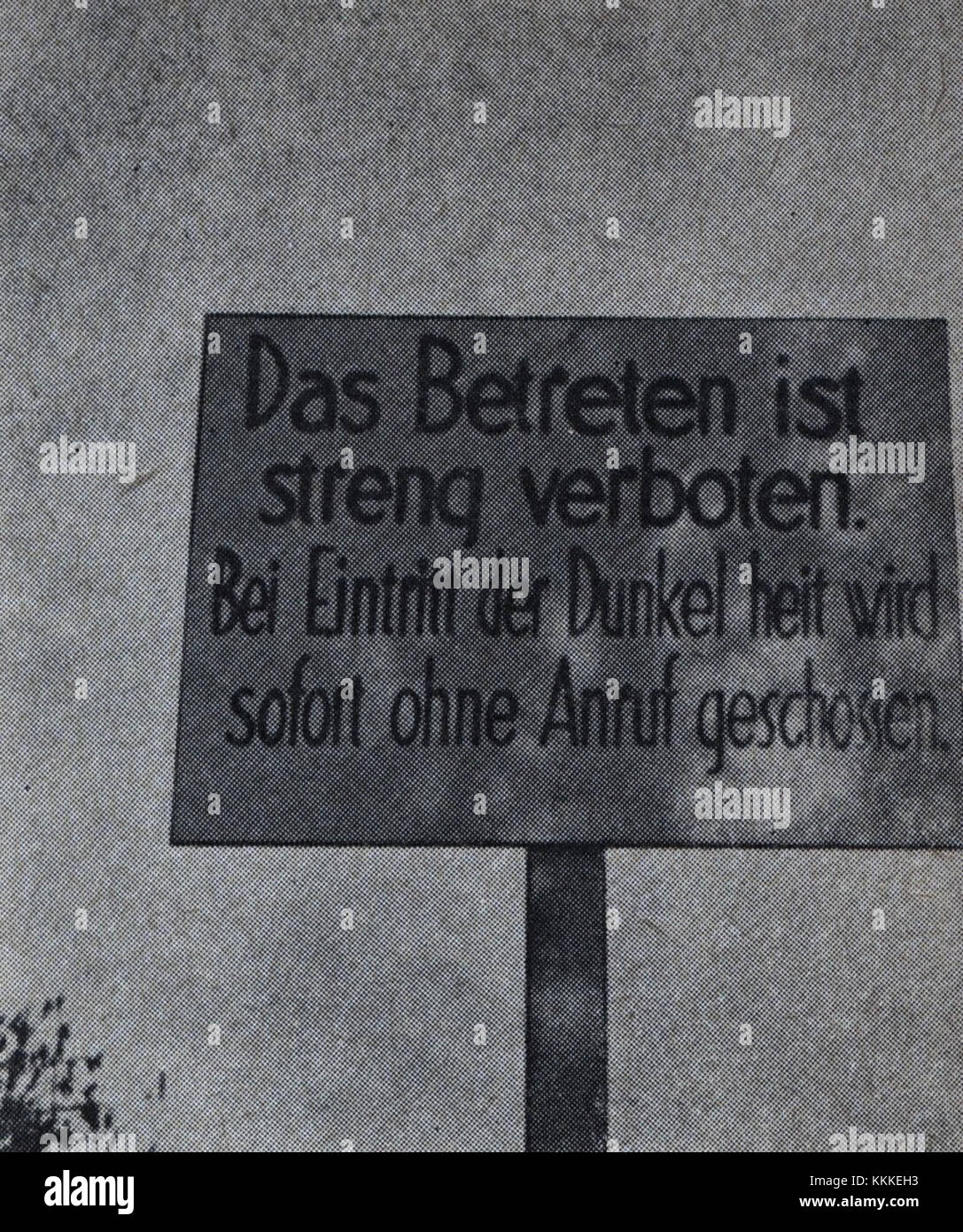 A historical warning sign located near an execution site in German ...