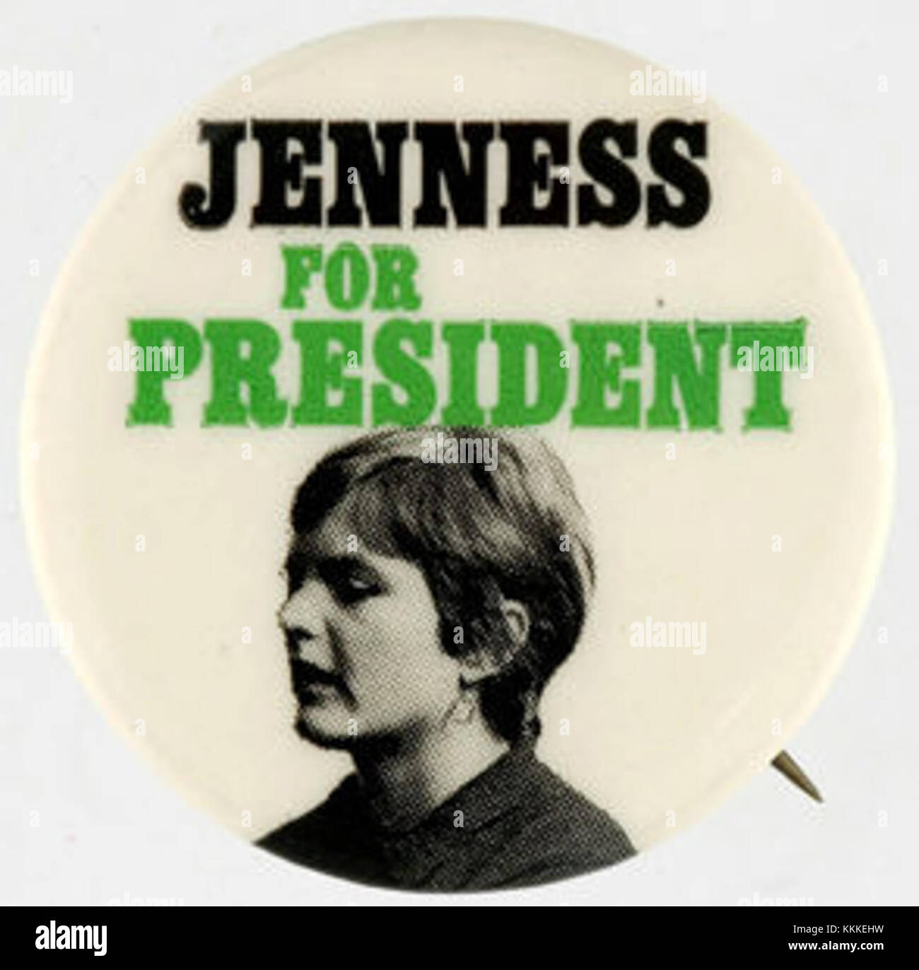 This political pin features the name 'Jenness for President,' likely ...