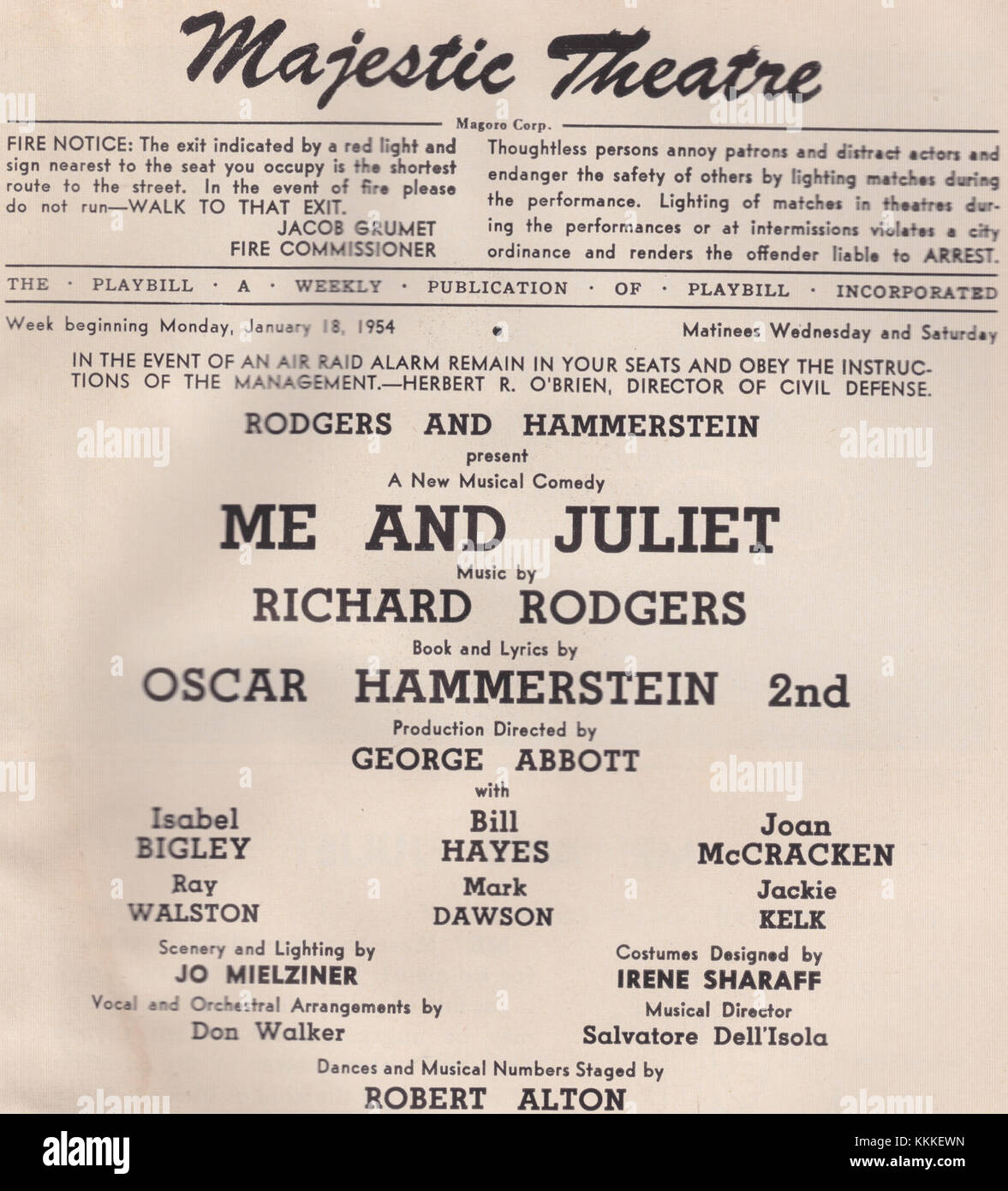 The 'Me and Juliet' playbill showcases a Broadway musical from 1953 ...