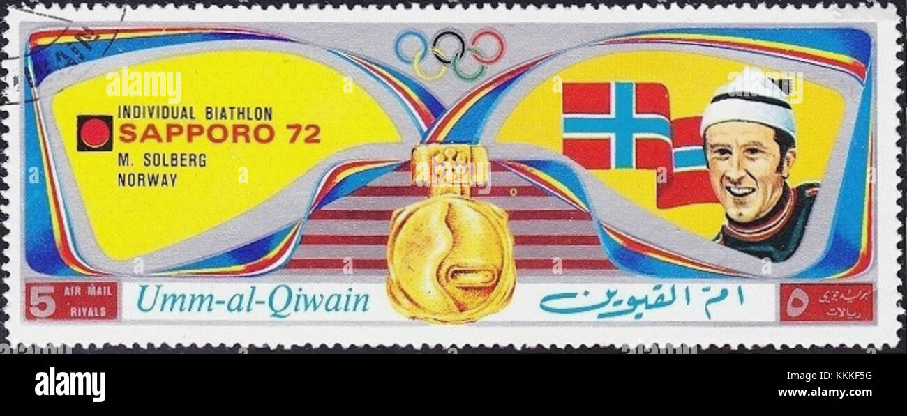 The 1972 stamp of Umm al-Quwain, designed by Magnar Solberg, showcases ...