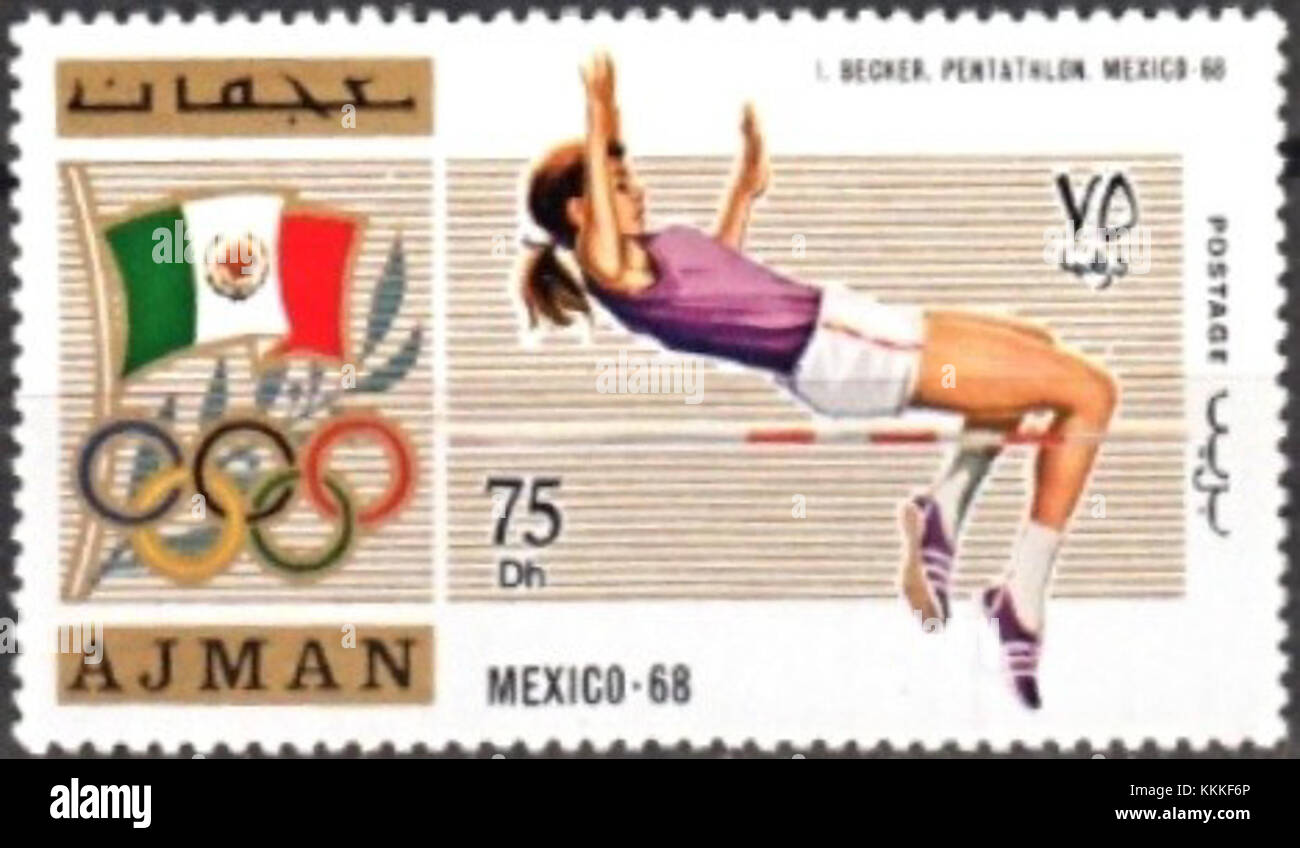 The 1971 stamp of Ajman features Ingrid Becker, marking a significant ...