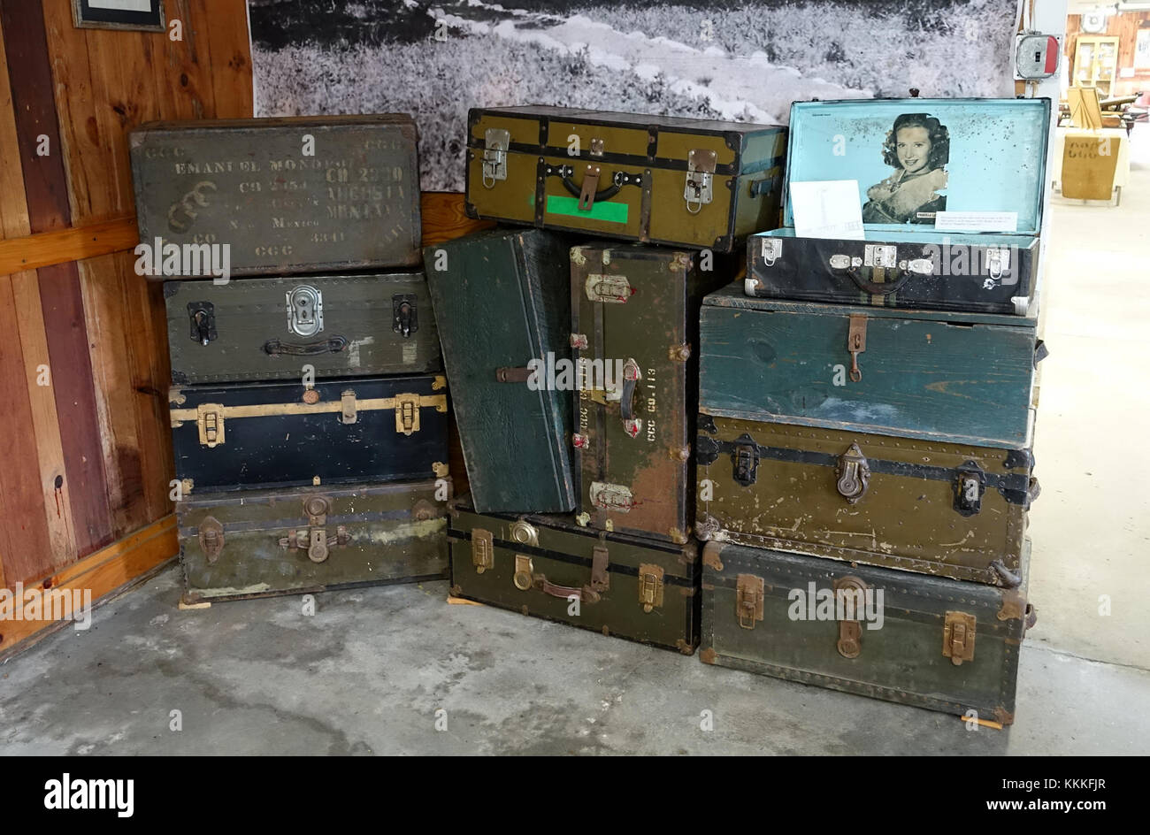 A collection of historical trunks on display at the Northeast States ...