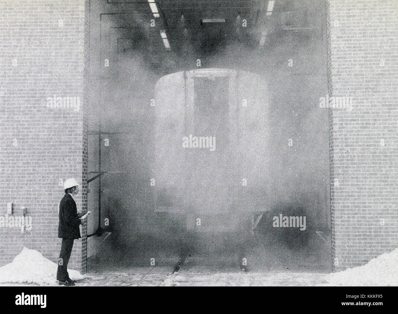 Water testing of Superliner car, 1977 Stock Photo - Alamy