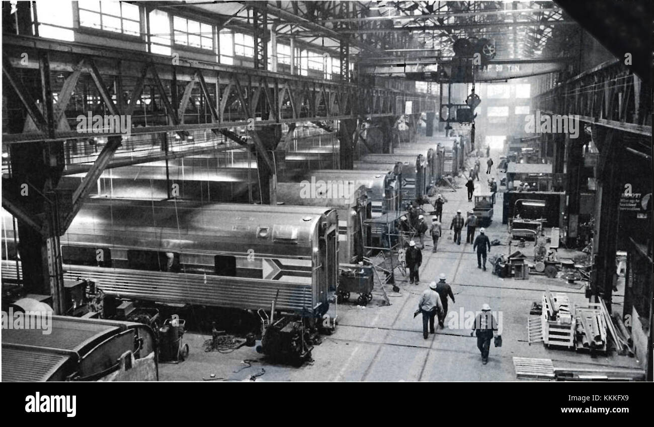 Amtrak cars undergoing HEP conversion at Beech Grove, 1980. The ...