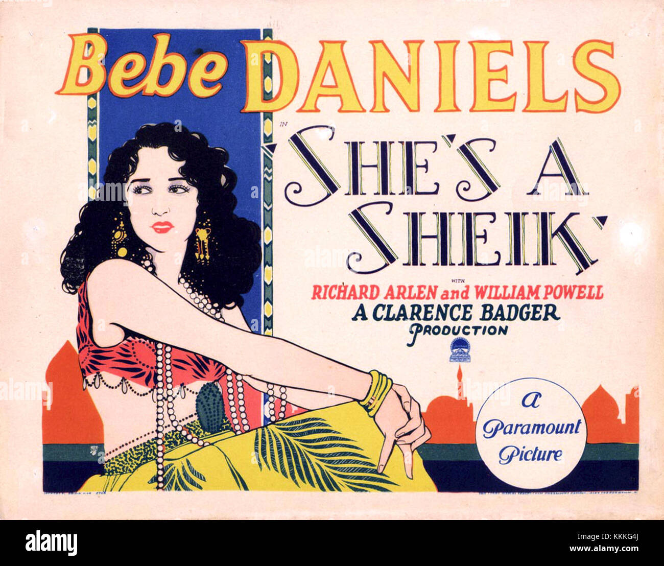A lobby card from the 1927 silent film 'Sheâ€™s a Sheik', featuring ...
