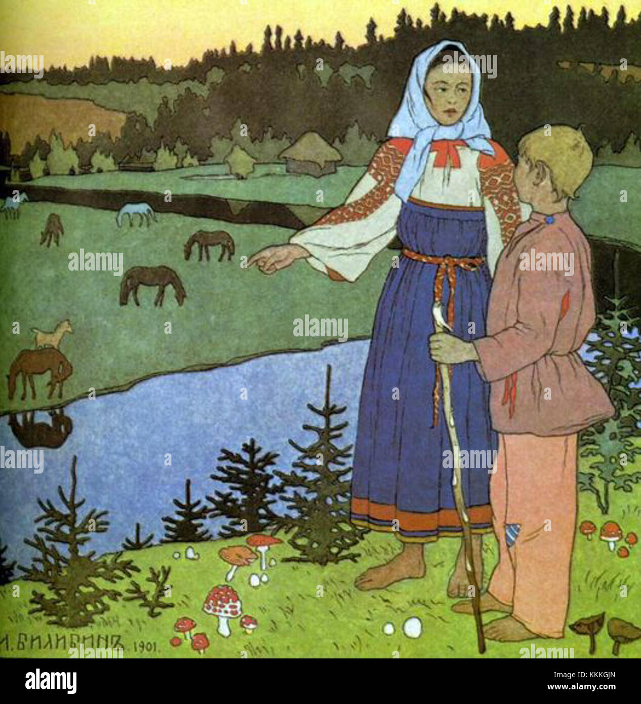 A cut illustration by Russian artist Ivan Bilibin, reflecting his ...