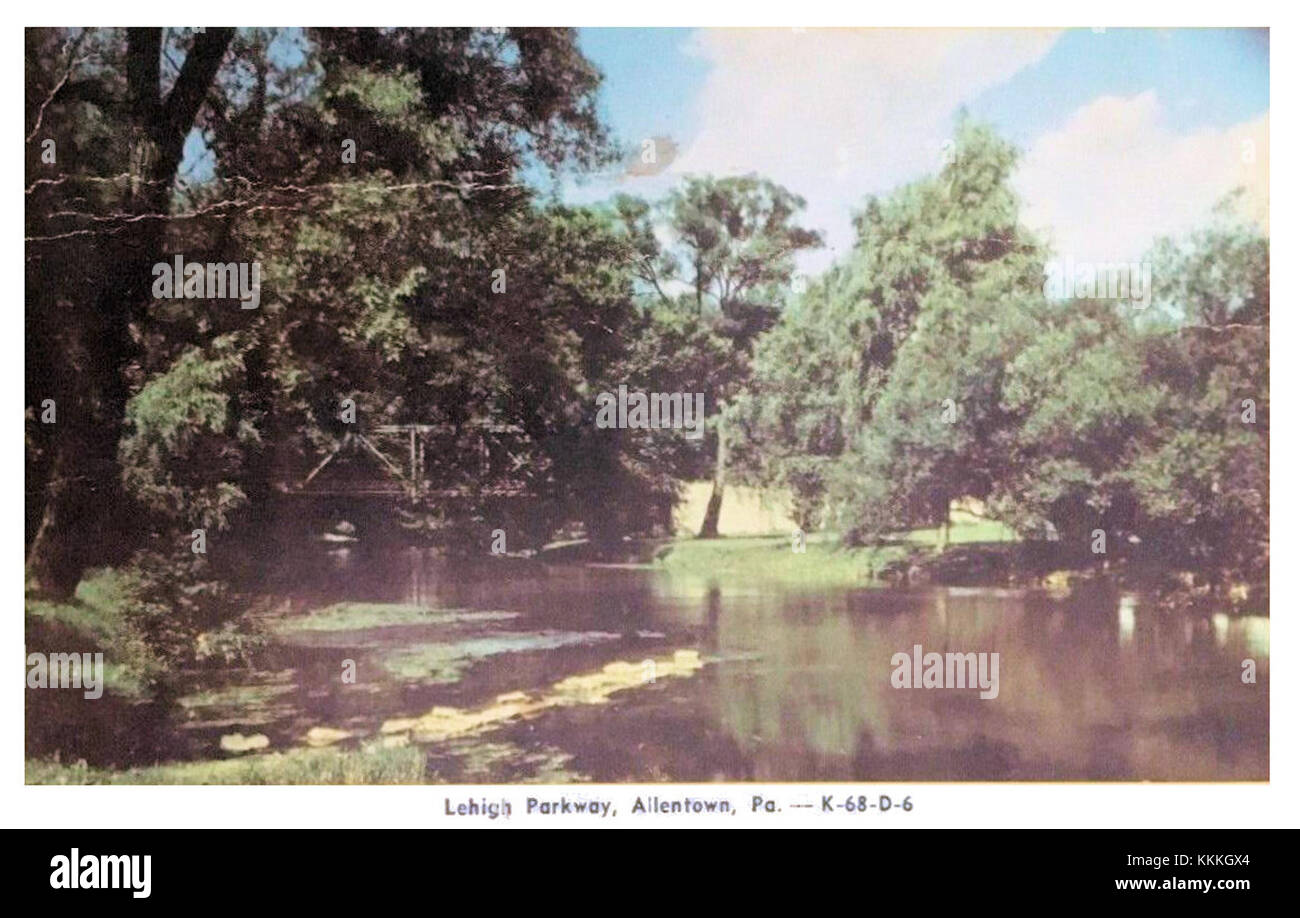 This 1950 photograph shows Lehigh Parkway at Kleins Bridge, capturing ...