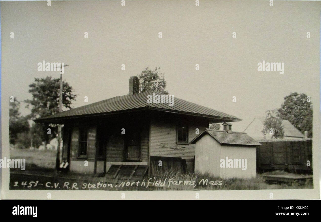This vintage postcard features the Northfield Farms station, showcasing ...