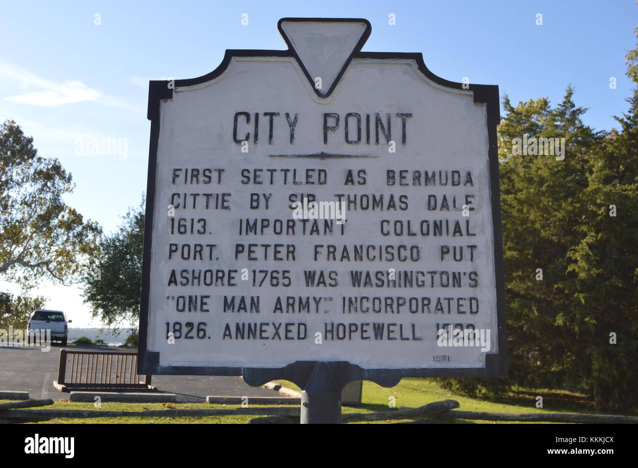 The City Point historical marker in Hopewell, Virginia, commemorates a ...