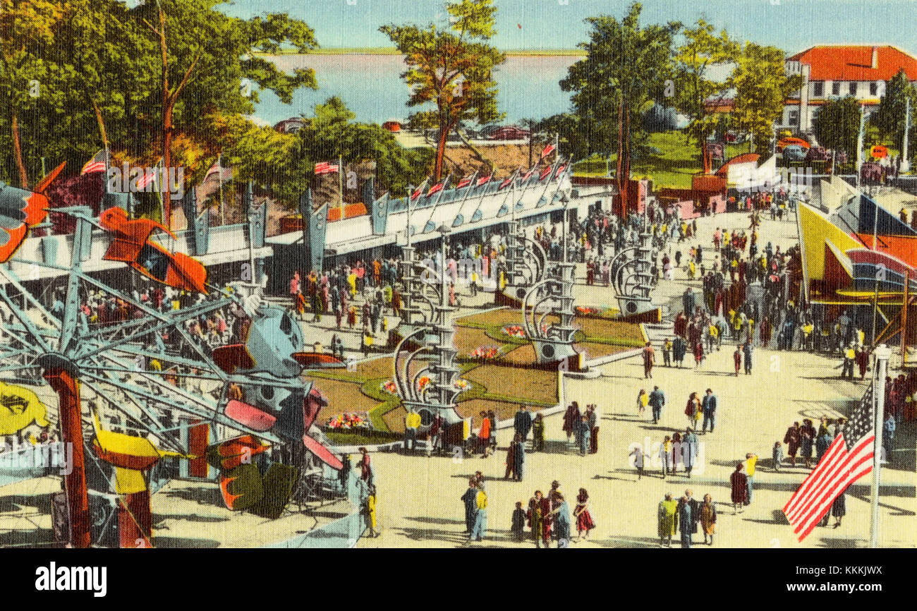 This image captures a Midway scene at Rocky Point in Rhode Island. It ...