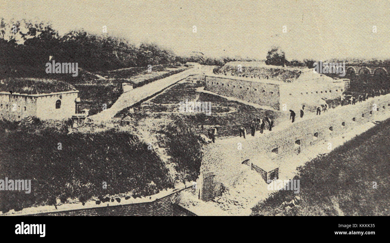 A historical photograph capturing the demolition of Bastion Tietzen, a ...