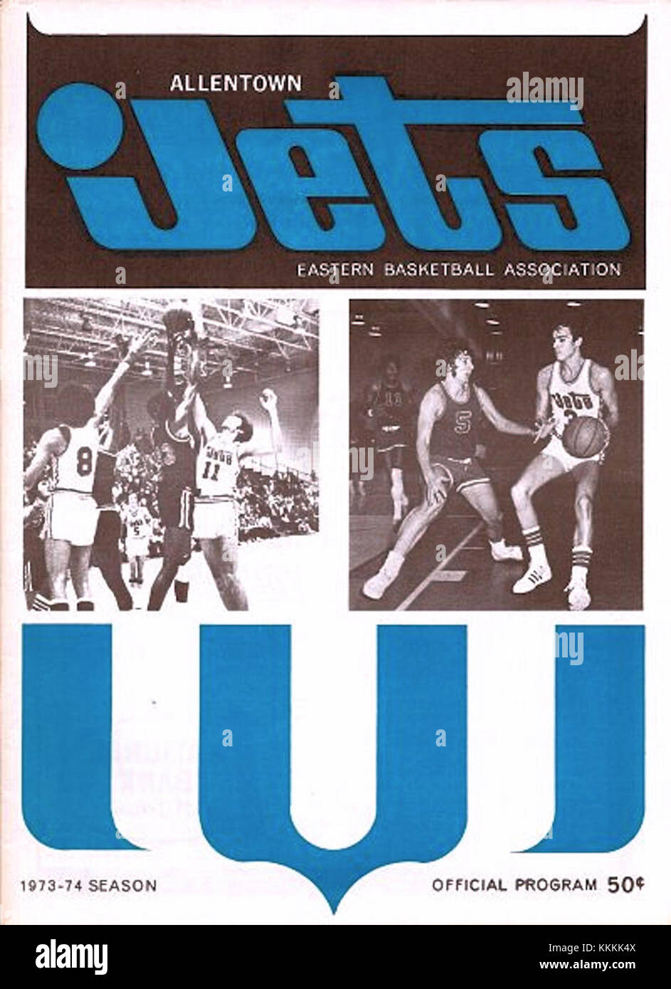 A cover image of the 1973 Allentown Jets basketball program, featuring ...