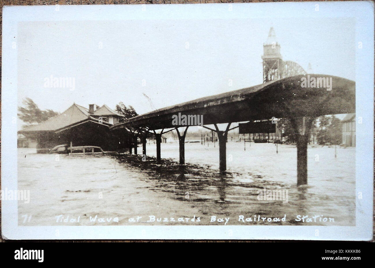 Buzzards Bay station after 1938 hurricane postcard Stock Photo - Alamy