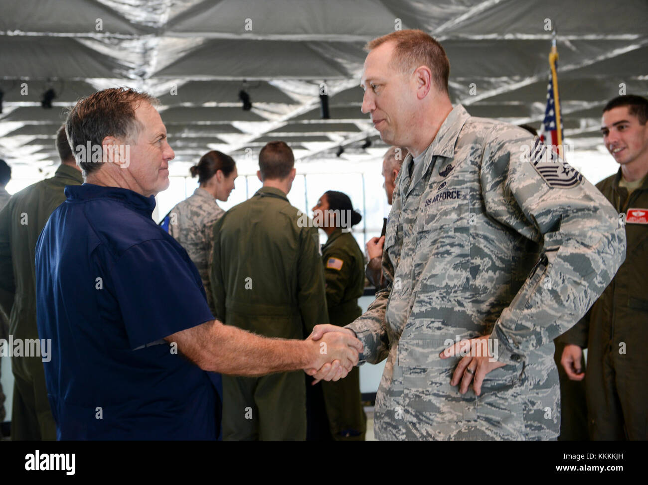 New England Patriots head coach, Bill Belichick, visits Mitchell Hall ...