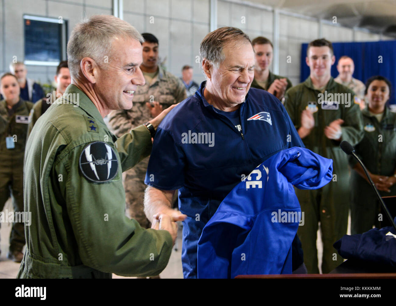 New England Patriots head coach, Bill Belichick, visits Mitchell Hall ...