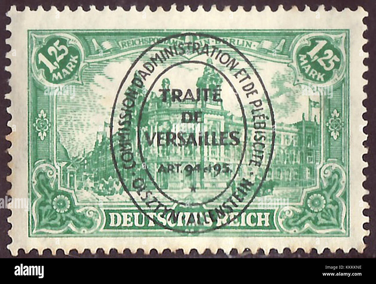 This is a German stamp from 1920, issued as part of the DRAbstG (German Abstimmung) series. It ...