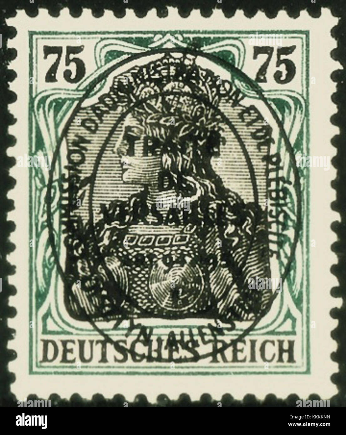 A 1920 postal stamp from Allenstein, part of the German East Prussia ...