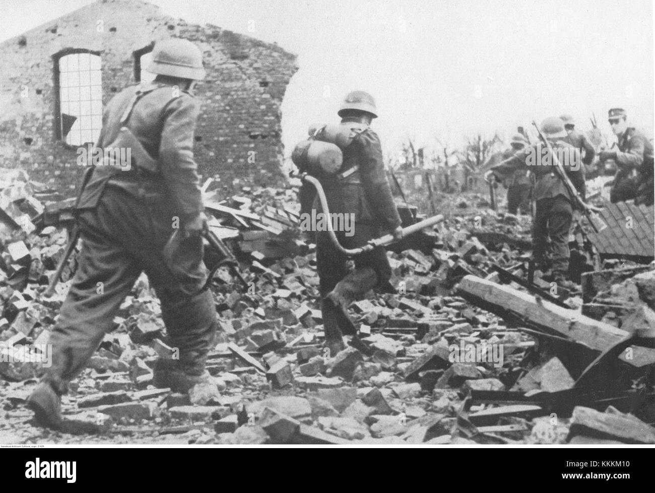 This photograph from 1944 depicts German pioneers near Aachen during ...