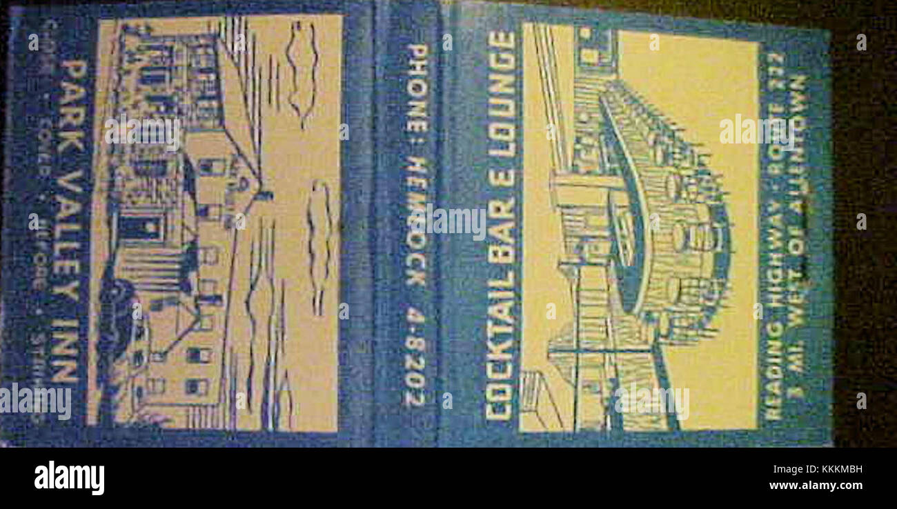 1955 - Park Valley Inn - Matchcover Allentown PA Stock Photo - Alamy