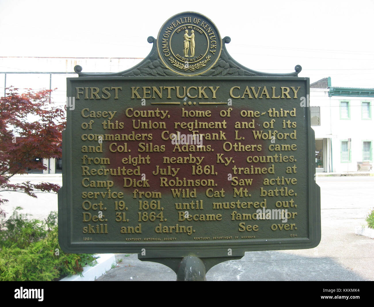 This historical marker commemorates the First Kentucky Cavalry, a ...