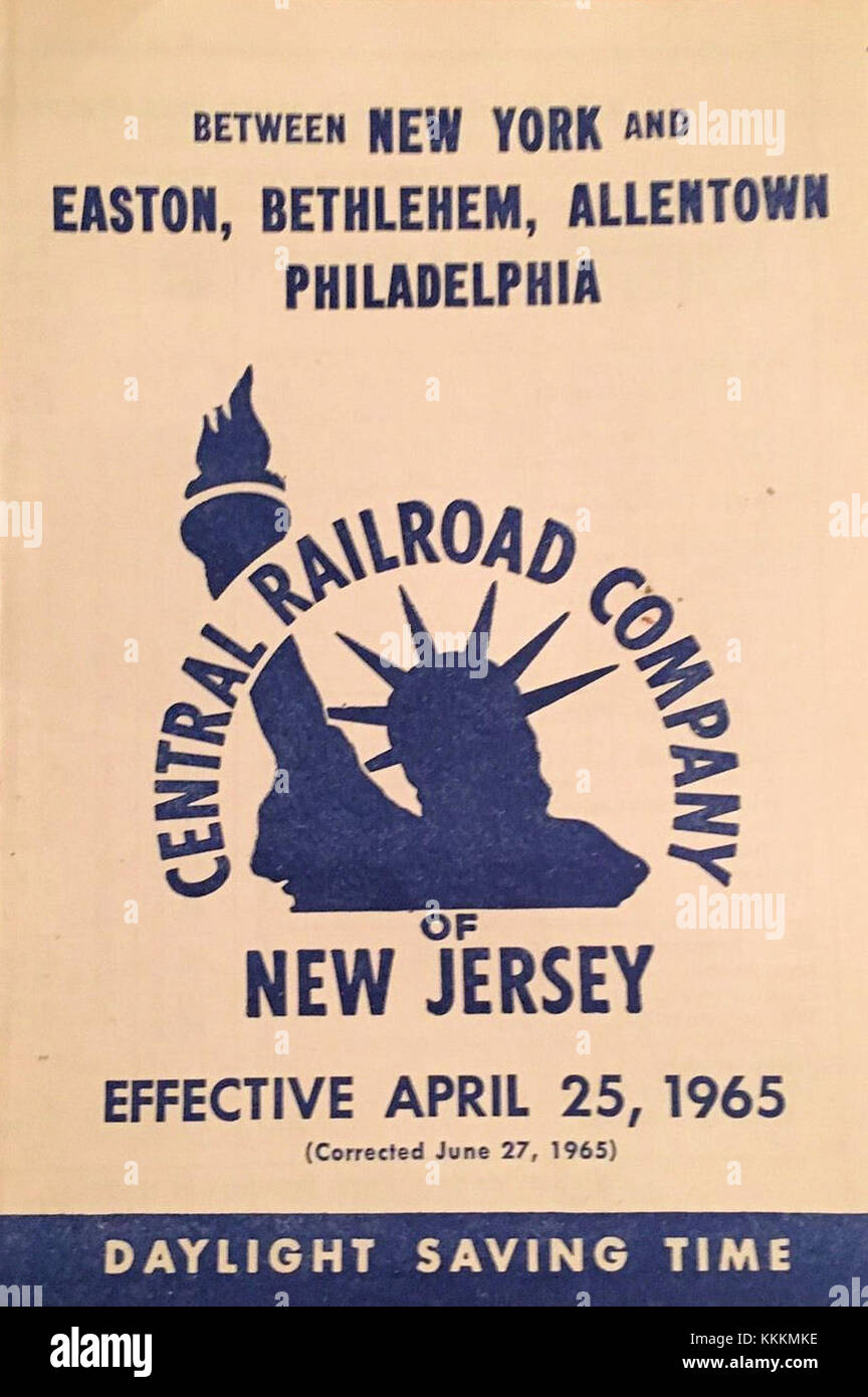 The 1965 timetable for the Central Railroad of New Jersey outlines ...