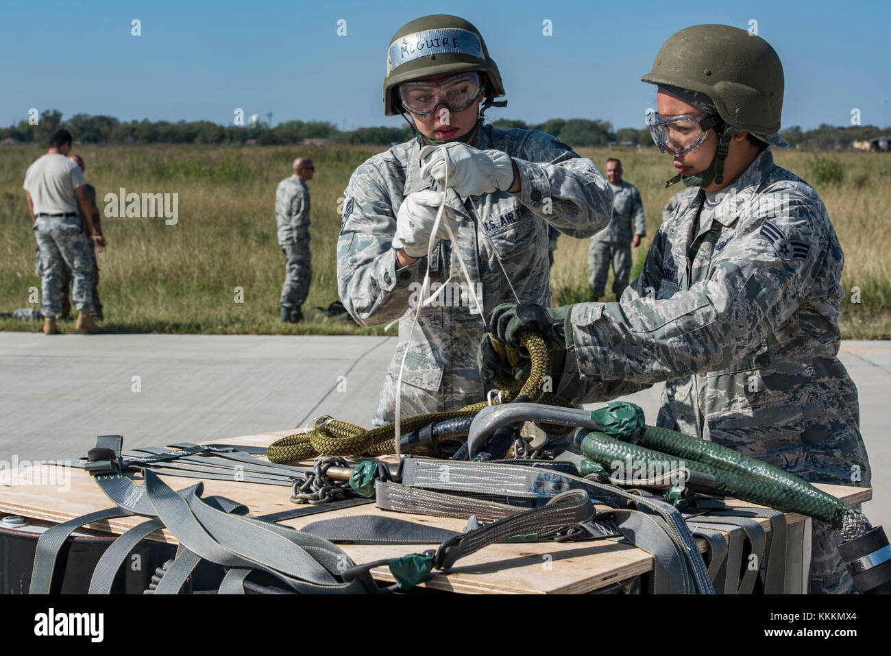 Senior Airmen Sharon McGuire and Nicole Osorio, 26th Aerial Port ...