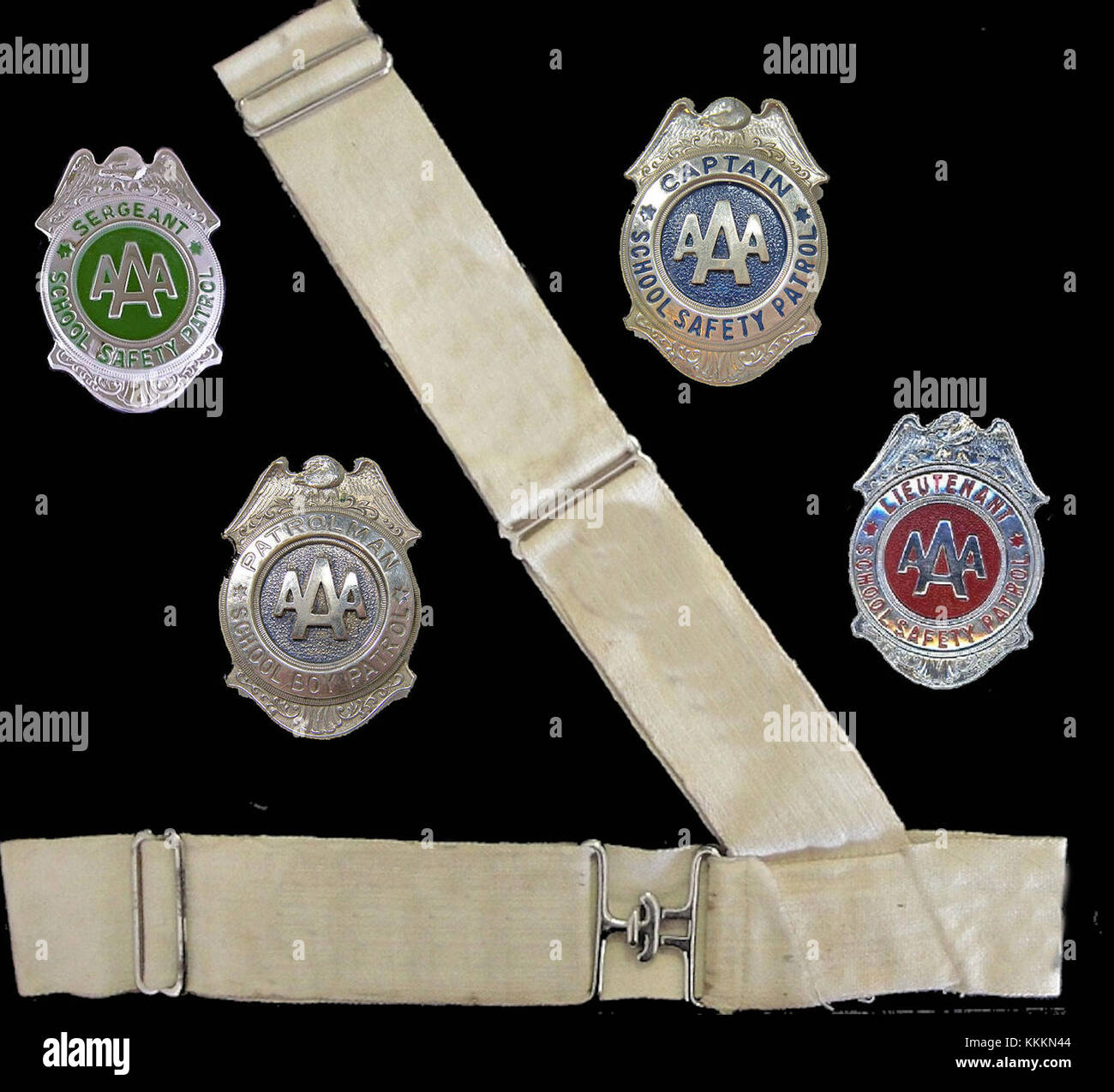 This collection features School Safety Patrol badges and belts from ...