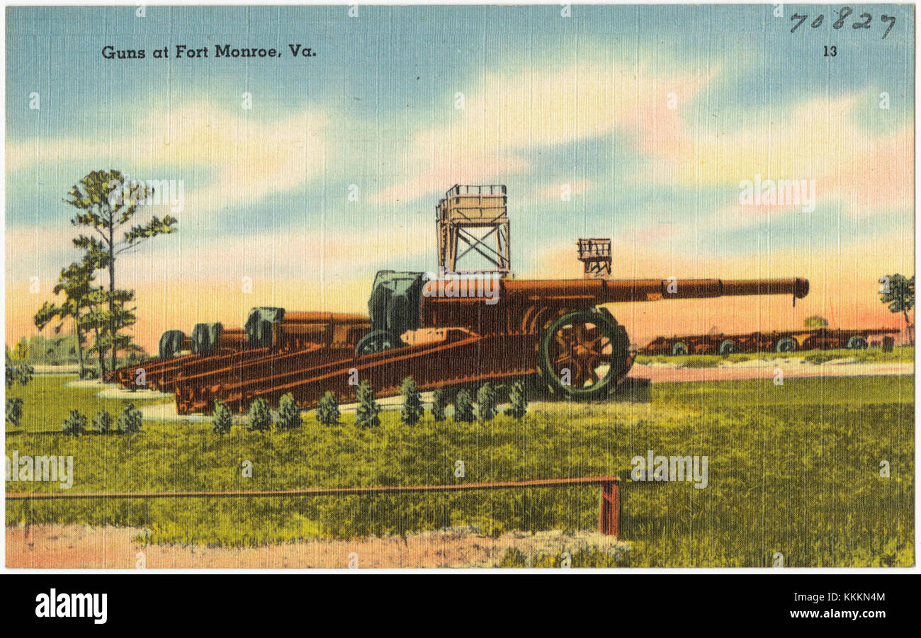 This image shows the guns at Fort Monroe, Virginia, a historic U.S ...