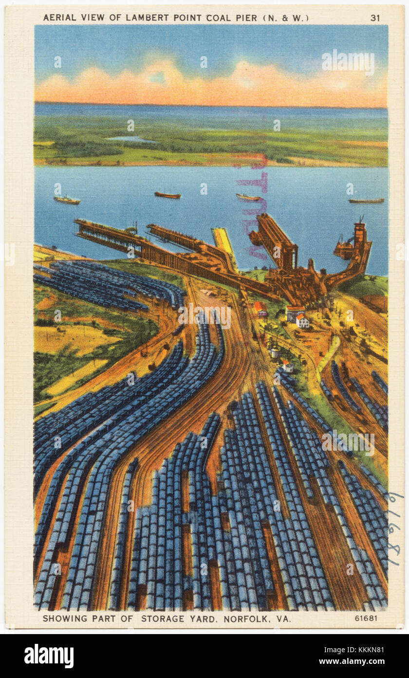An aerial view of the Lambert Point Coal Pier in Norfolk, Virginia ...