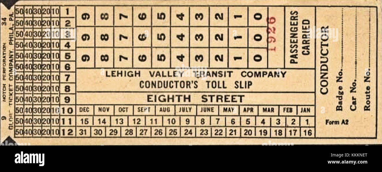 This streetcar transfer pass from the Lehigh Valley Transit Company ...