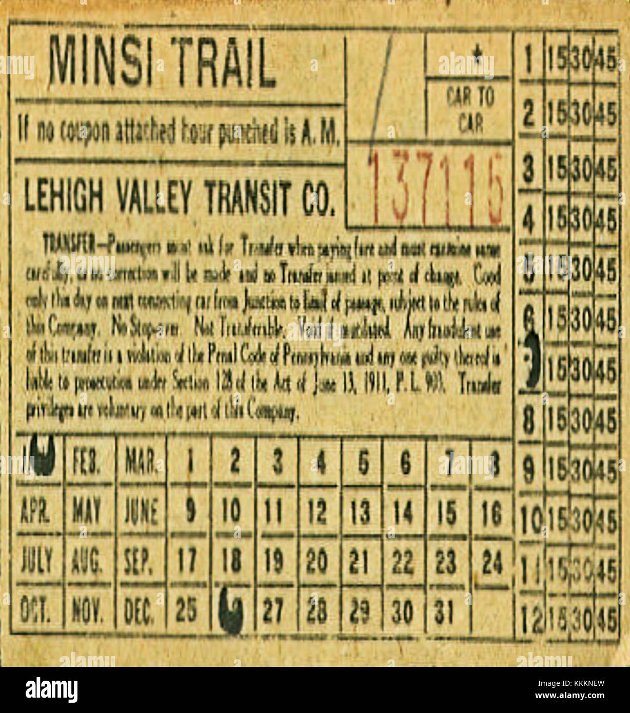 This is an image of a transfer pass used in the Lehigh Valley Transit ...