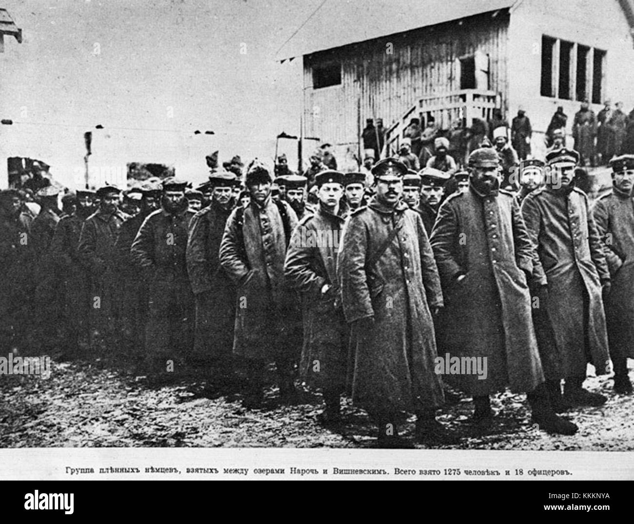 German prisoners of war at Lake Naroch during World War I, depicting ...