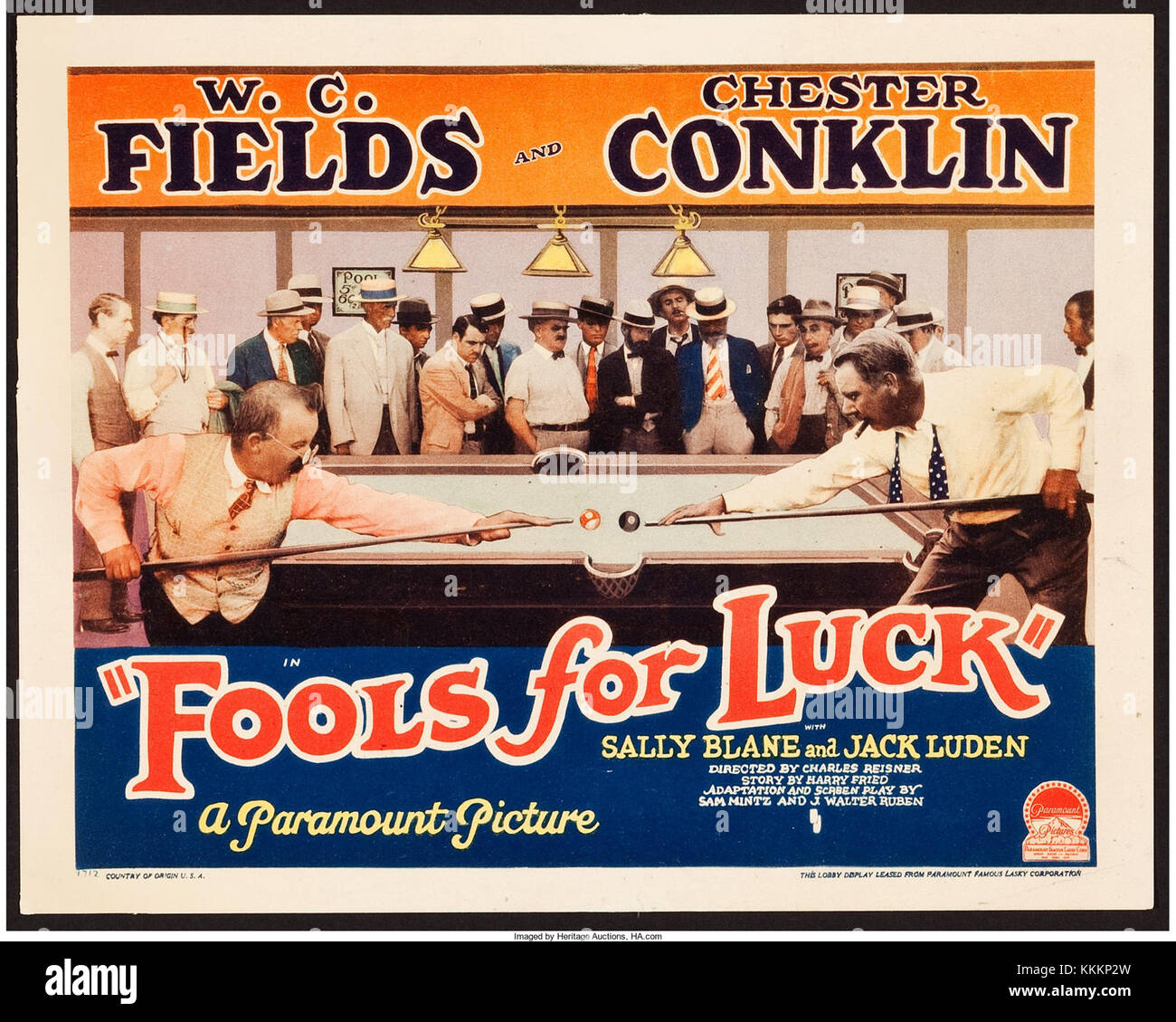The 'Fools For Luck' lobby card is a promotional image from the 1928 ...