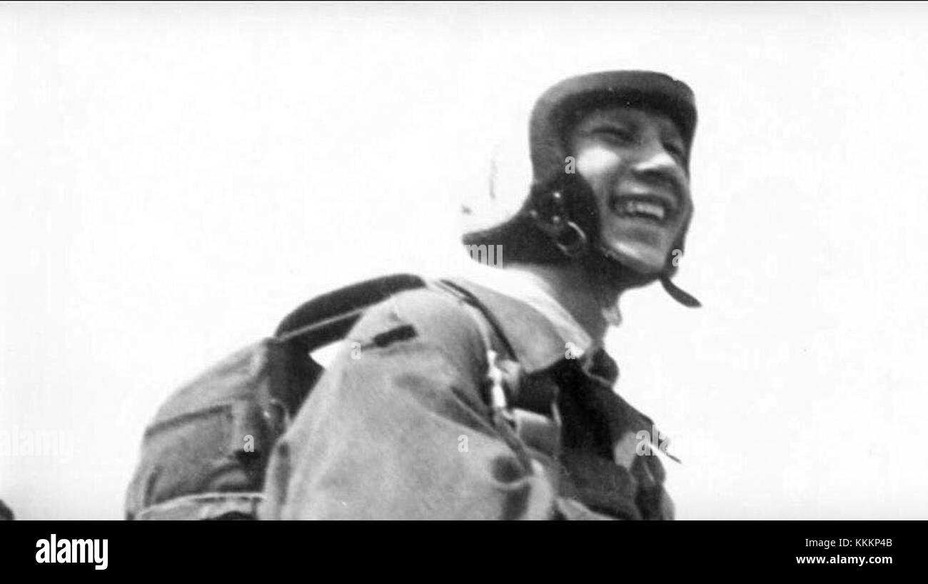 This image from 1964 captures Jan Copik, a renowned skydiver ...