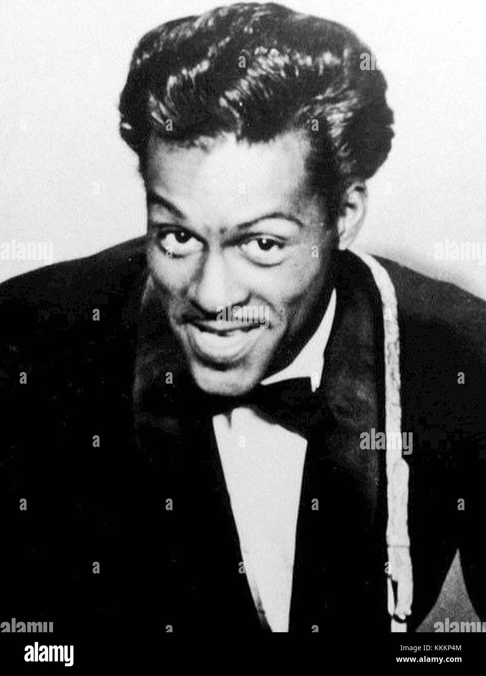 This 1957 photograph of Chuck Berry captures the iconic rock and roll ...