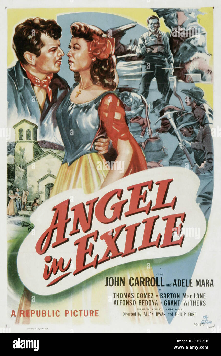 The 'Angel in Exile' poster likely promotes a film or theatrical ...