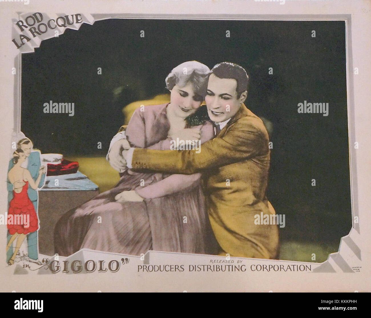 The 'Gigolo' lobby card refers to a promotional image from the 1920s ...