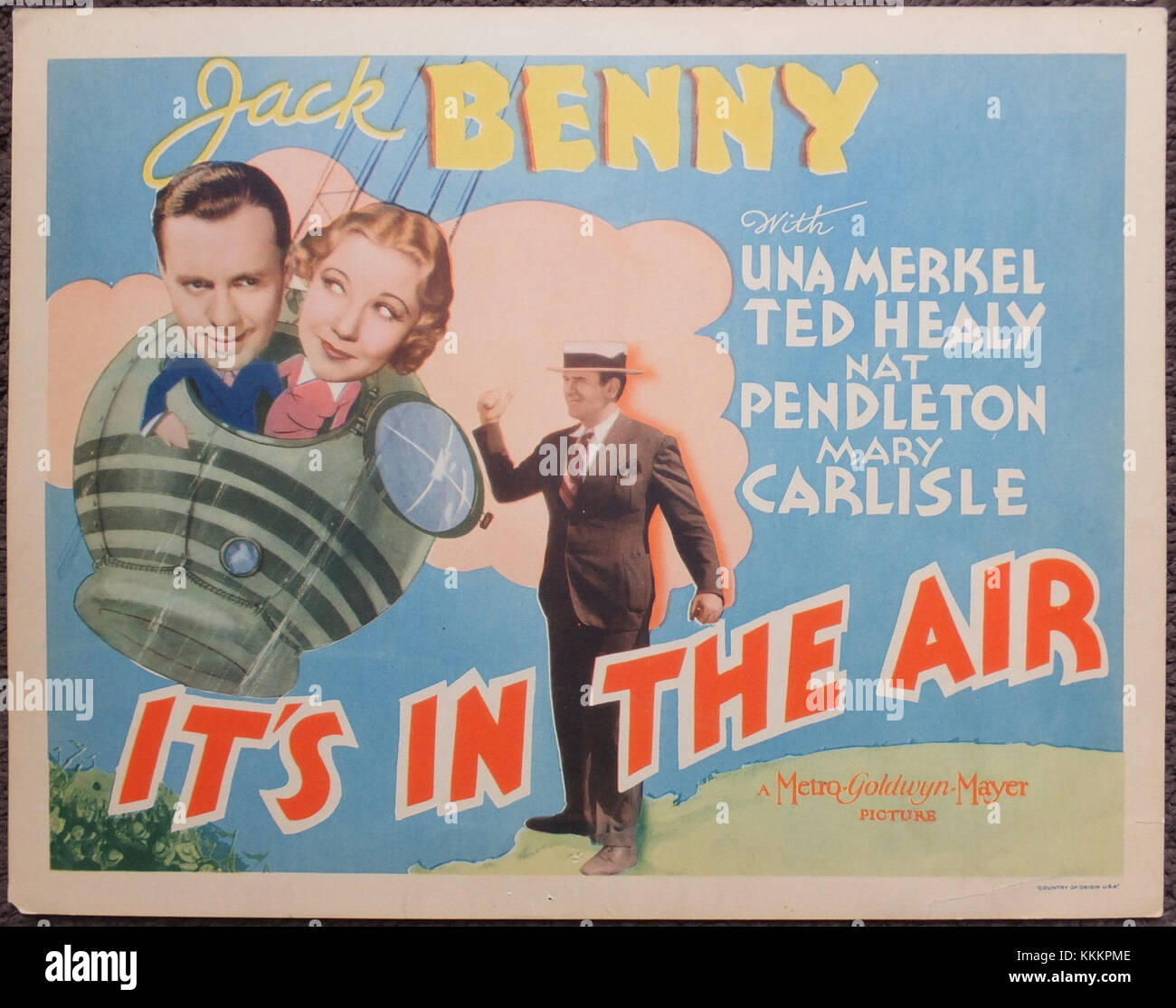 The lobby card for *It's in the Air* features promotional artwork for ...