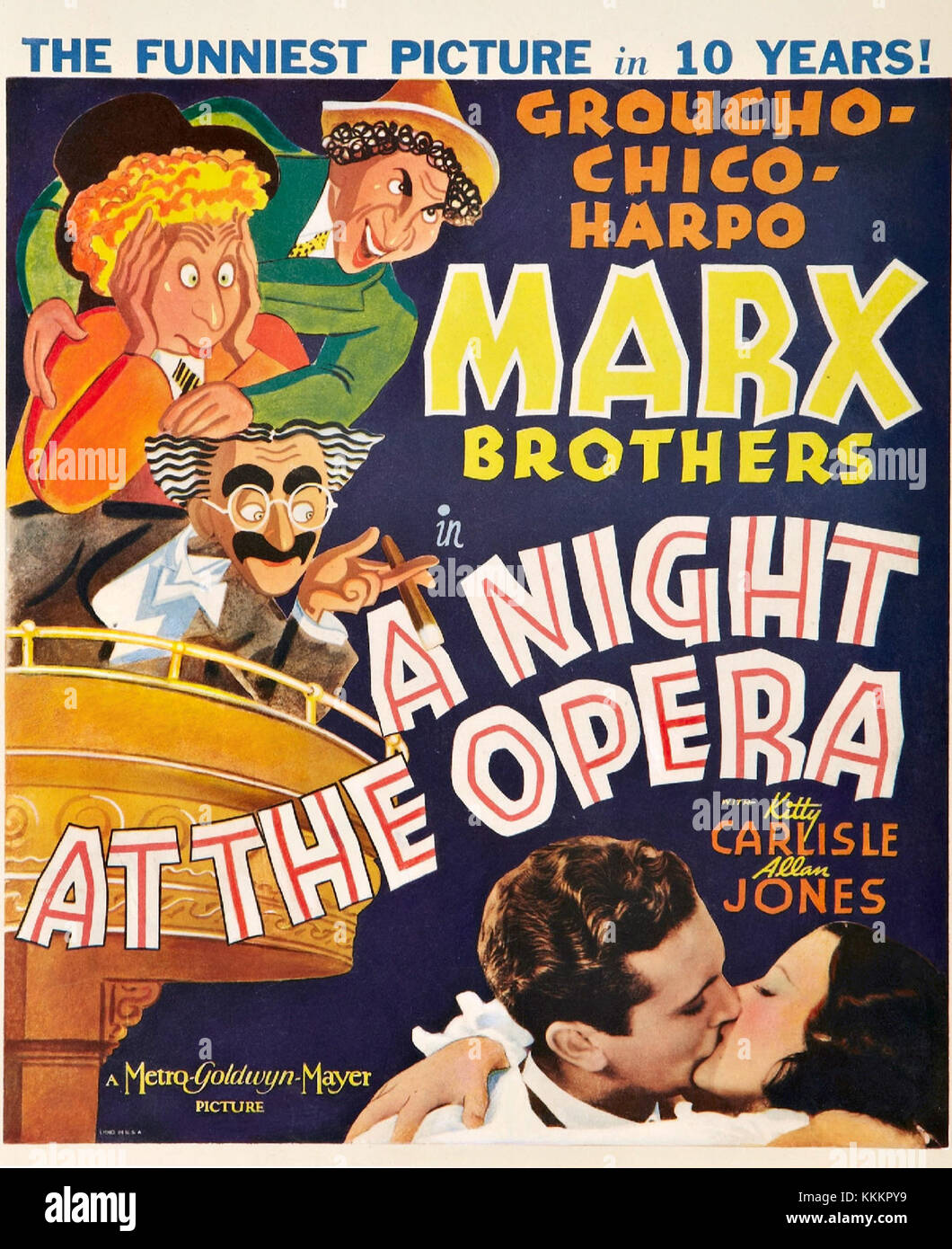 The poster for 'A Night at the Opera' showcases the iconic 1935 film, a ...