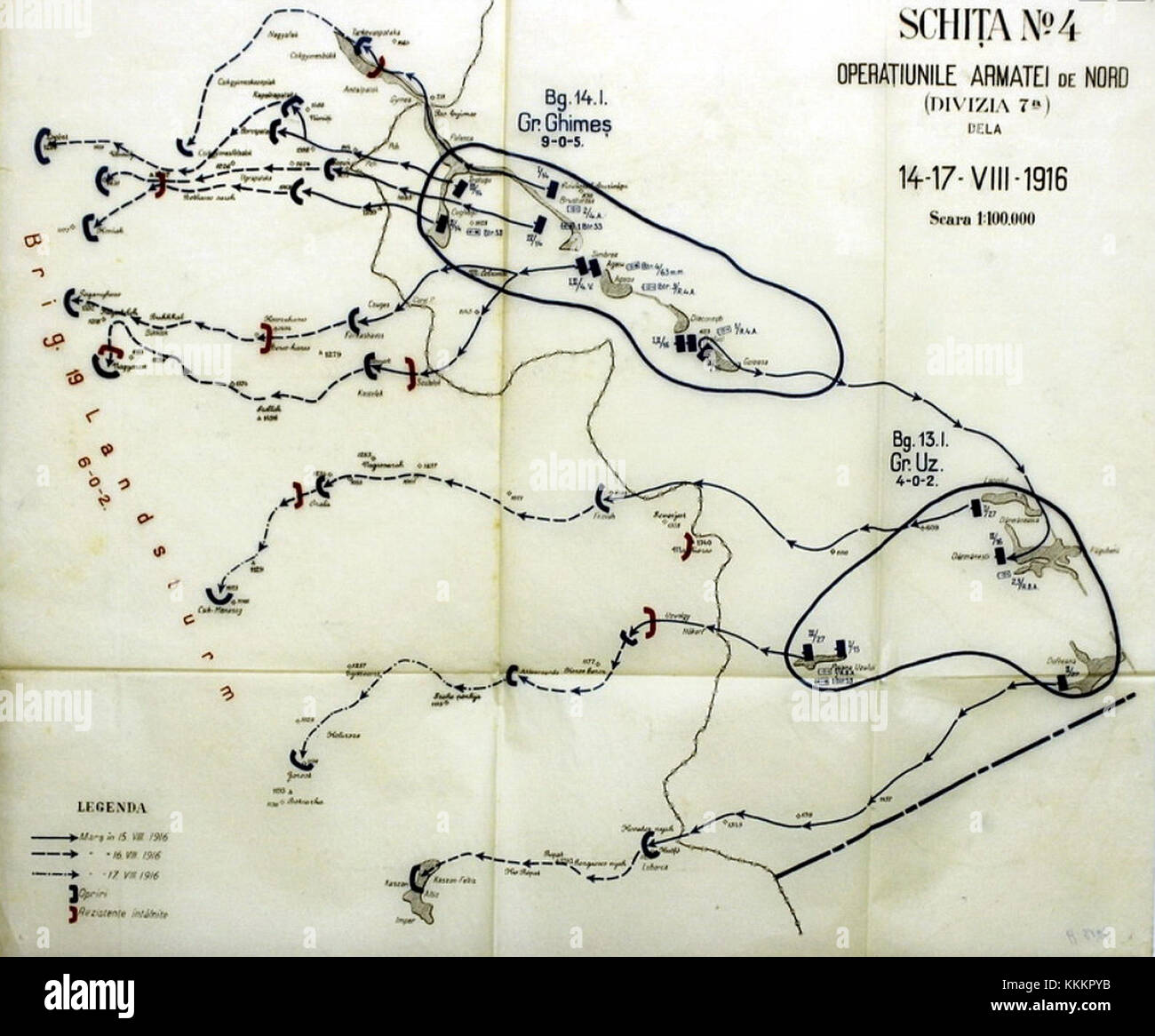 This 1916 map details the coverage groups of the Northern Army ...