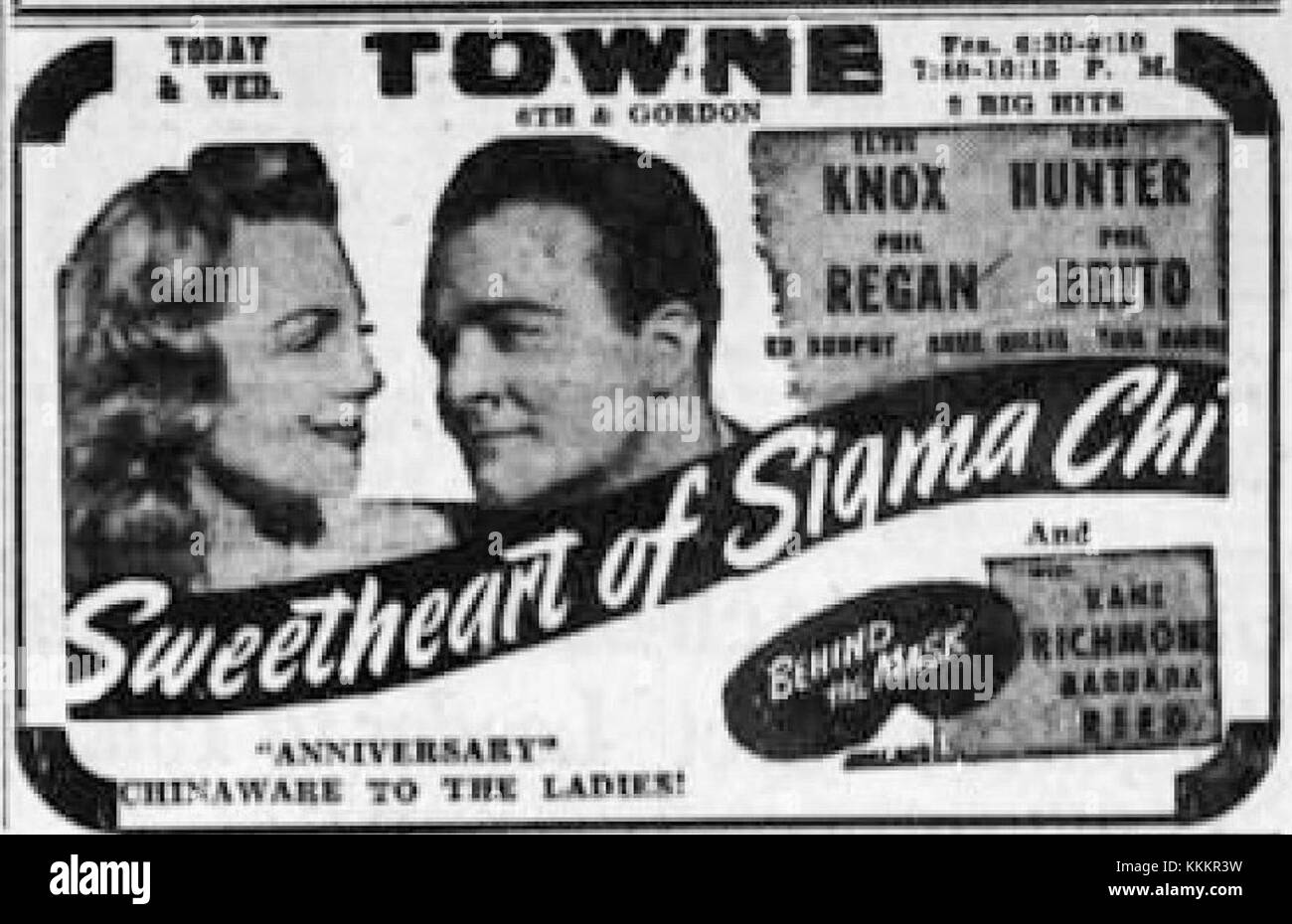 The 1947 Towne Theater advertisement from Allentown, PA, reflects the ...