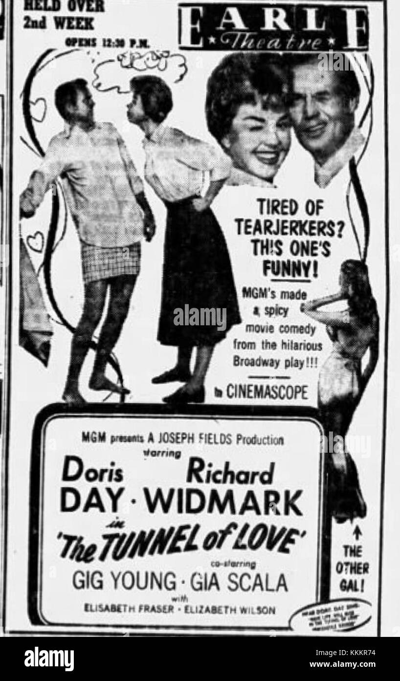 The 1958 advertisement for the Earle Theater in Allentown, Pennsylvania ...