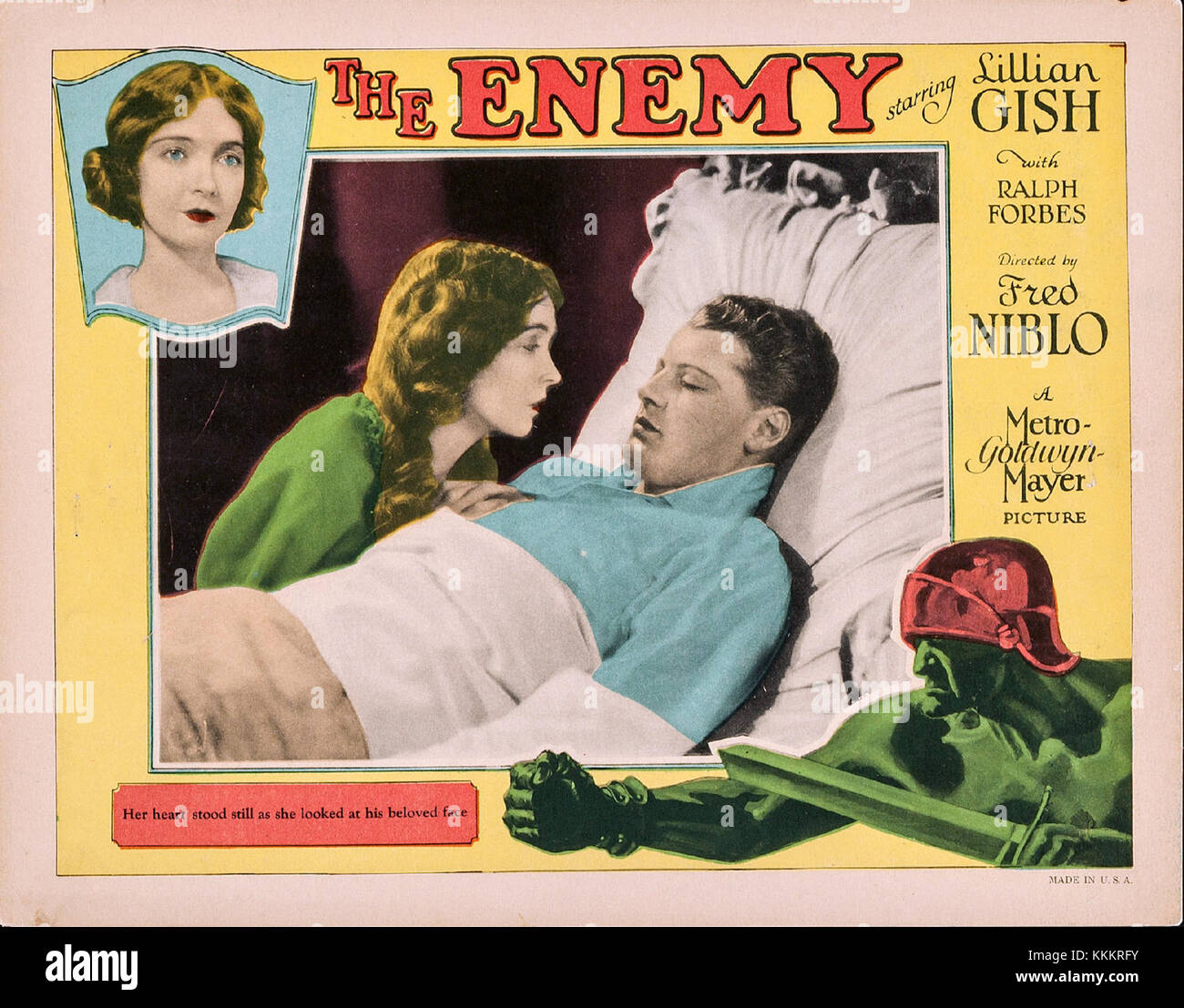 A lobby card for the 1927 film 'The Enemy,' showcasing key imagery and themes from the movie ...