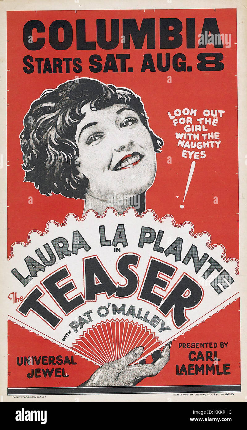 A promotional window card for *The Teaser*, a 1954 film directed by ...